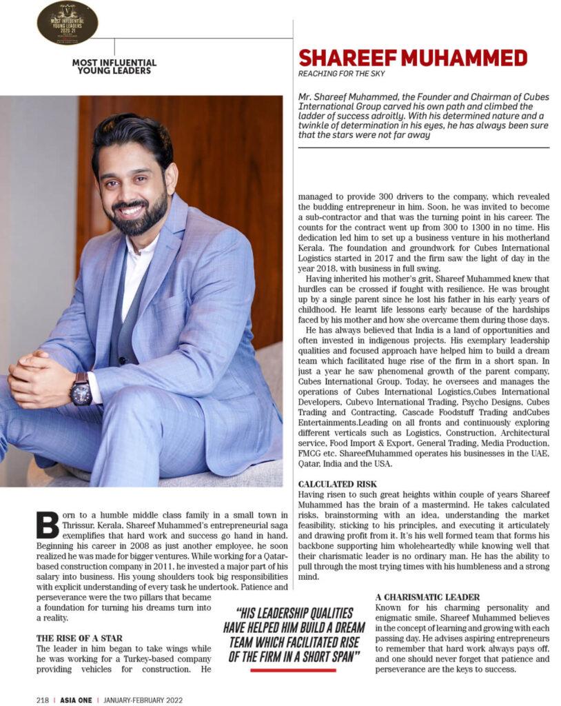 Most influential young leaders by Asia One - Cubes International Logistics